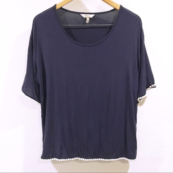 Soma | Tops | Soma Navy Blue Top With White Trim Sleeves Xs | Poshmark